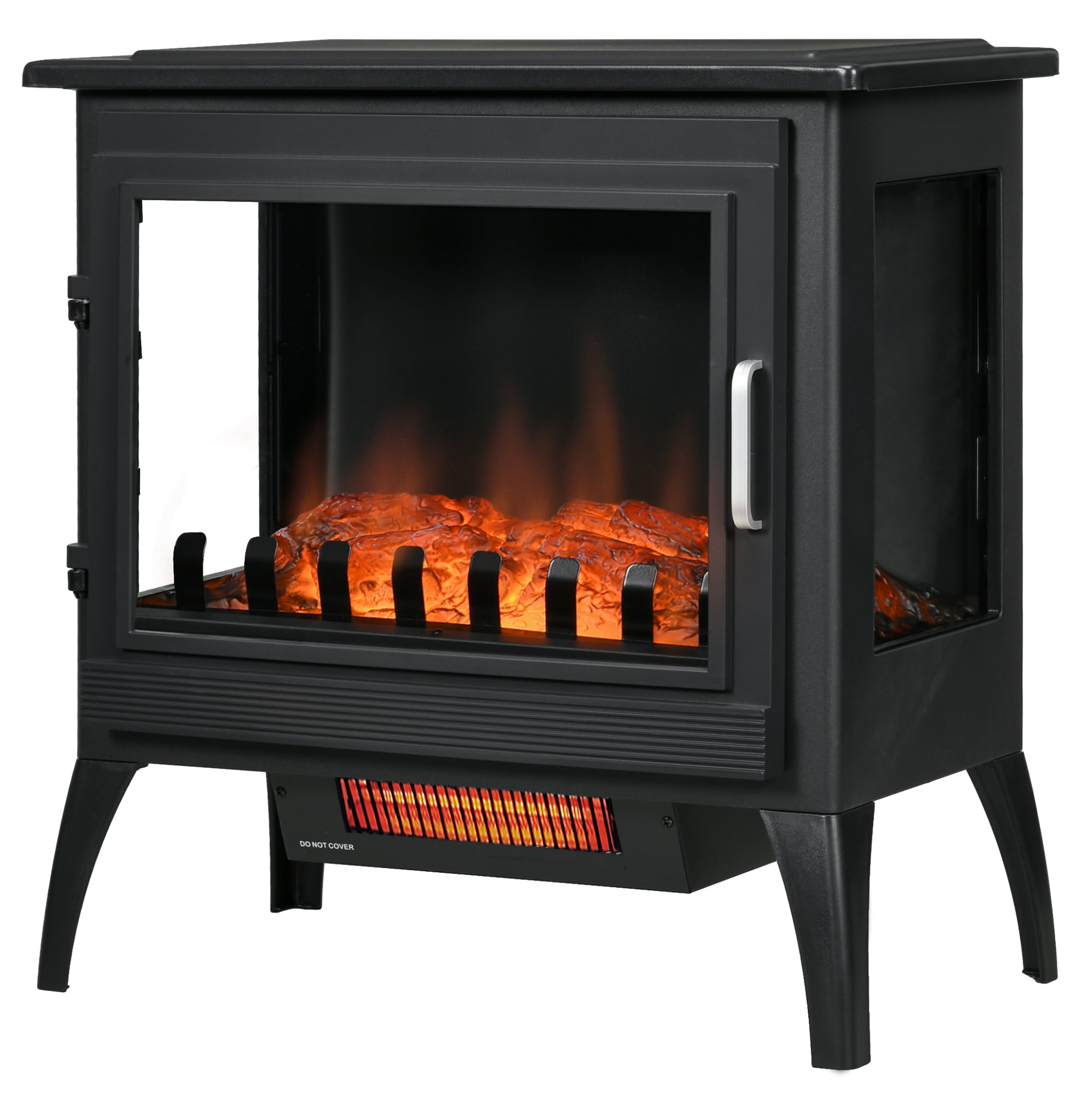 24" Electric Fireplace Stove, Freestanding Infrared Fire Place Heater ...
