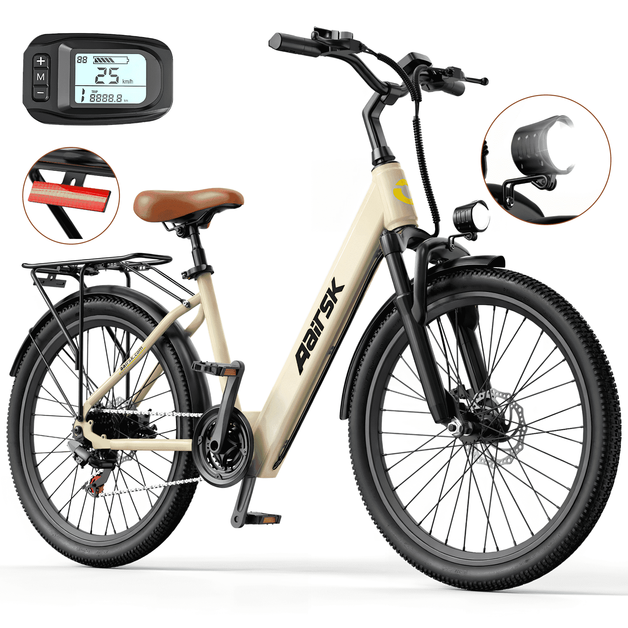 24" Electric Mountain Bike for Adults,400W Motor Top Speed 23MPH,36V ...