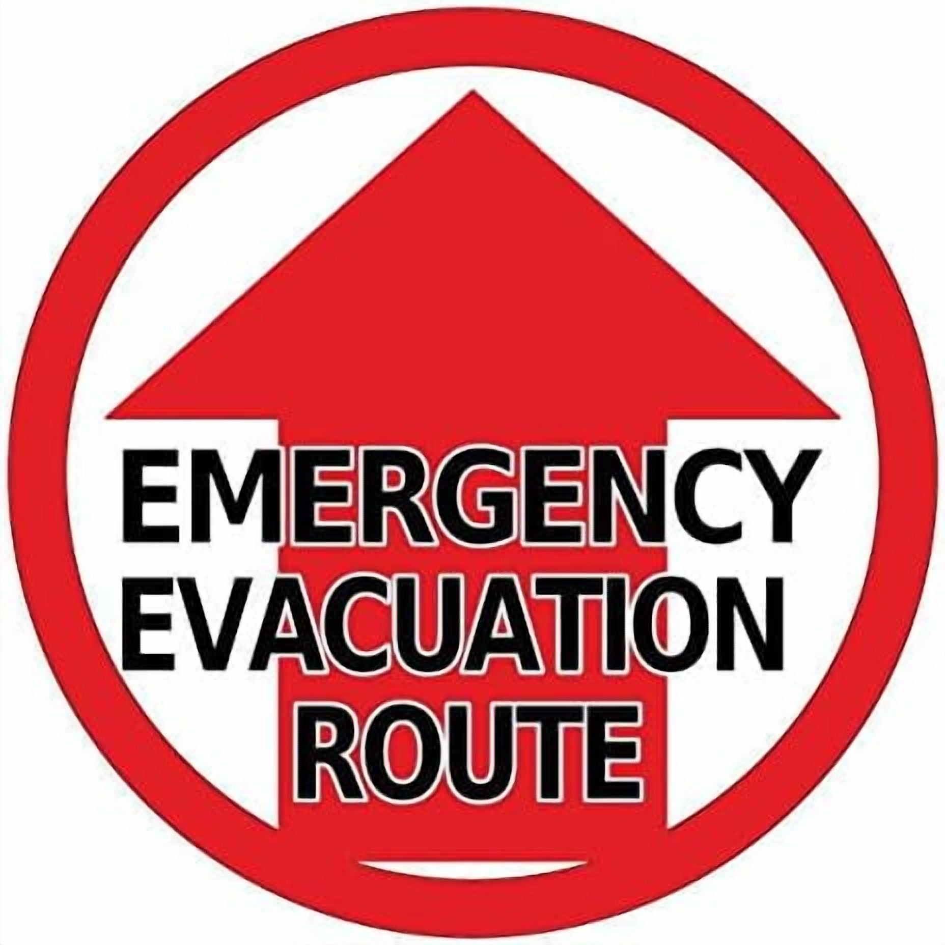 24" Emergency Evacuation Route Floor Sign Sticker, Heavy-Duty, Peel and ...