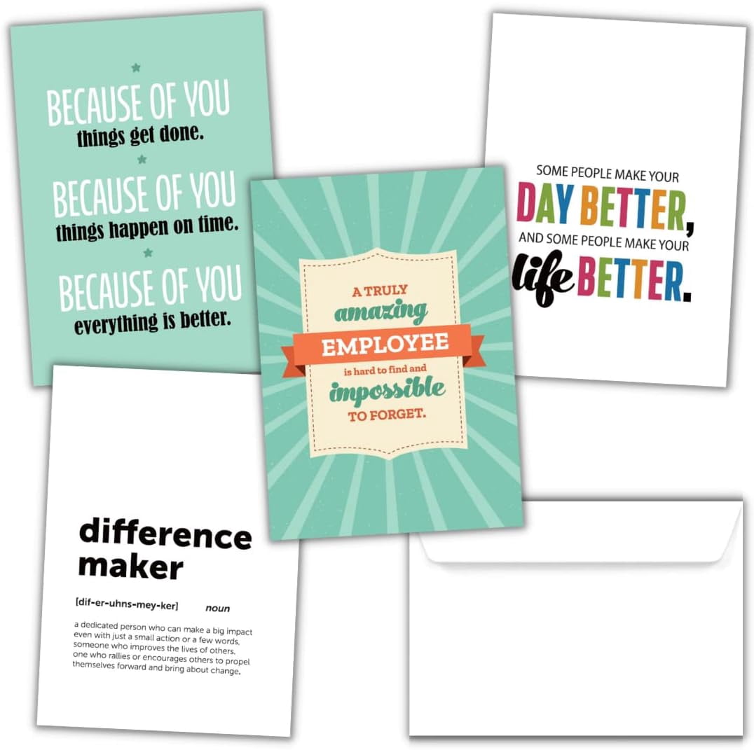 24 Employee Appreciation Cards with Envelopes - 4 Unique Design ...
