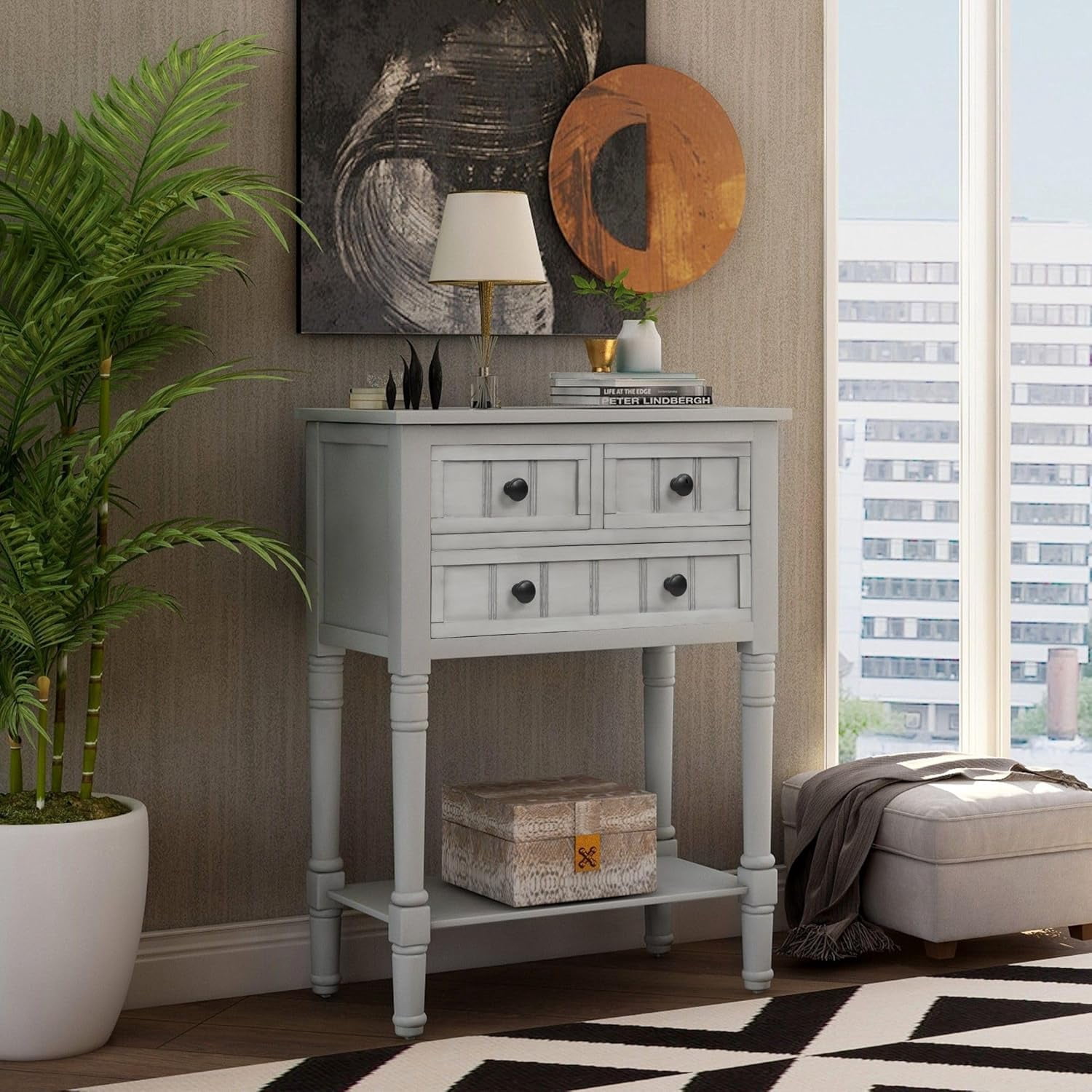 24'' Entryway Table, Small Console Table with Storage Drawers and Shelf ...