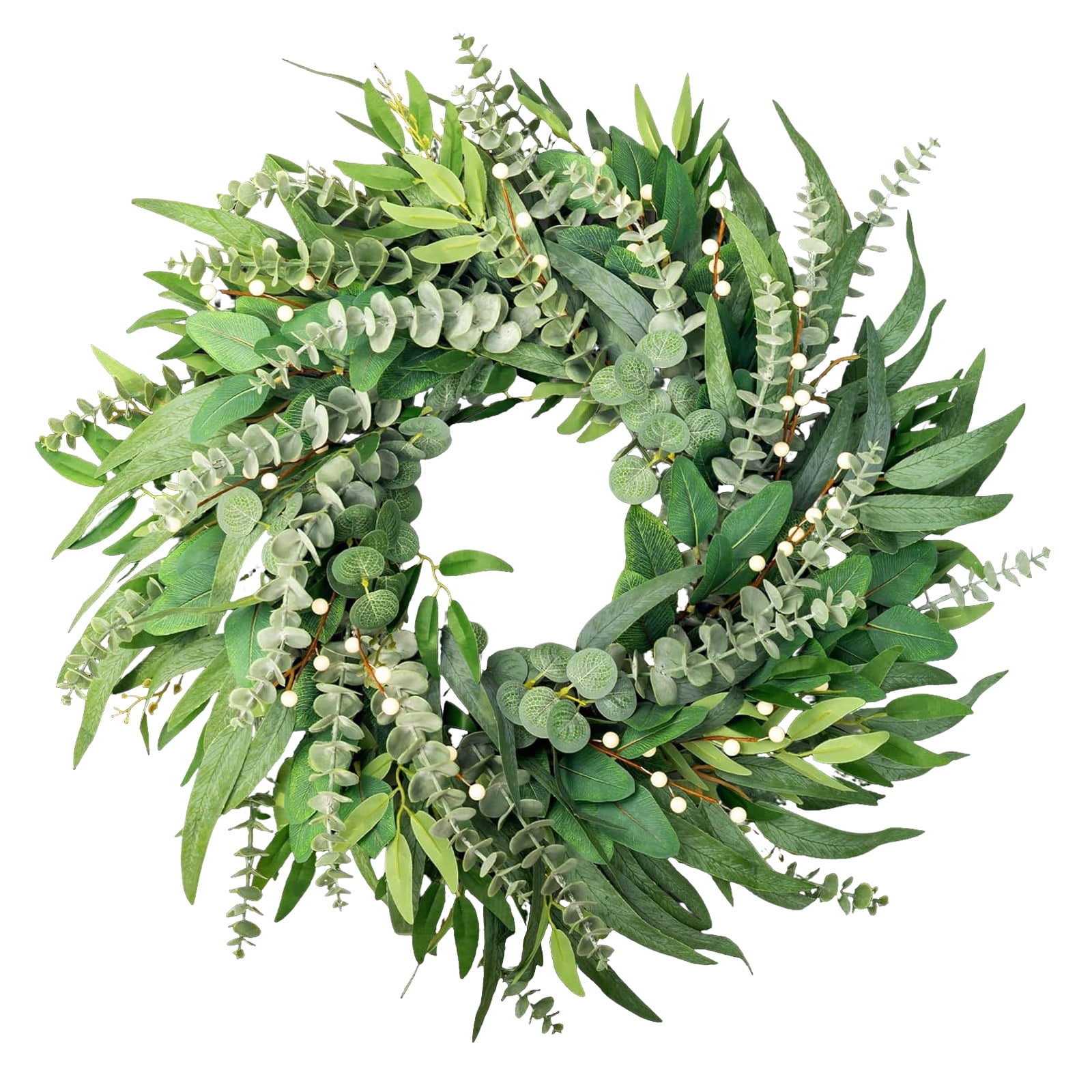 24" Eucalyptus Wreath for Front Door - Large Artificial Greenery Outdoor Wreath for Porch ...