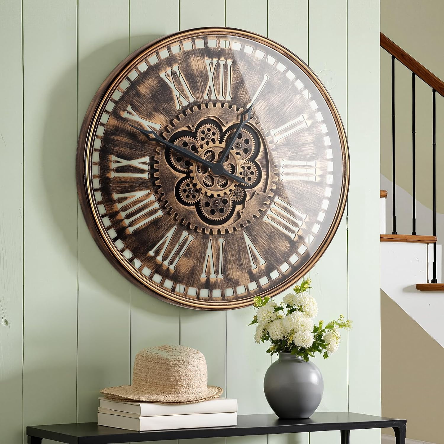 24'' Extra Large Farmhouse Wall Clock, Vintage Wall Clock with Real ...