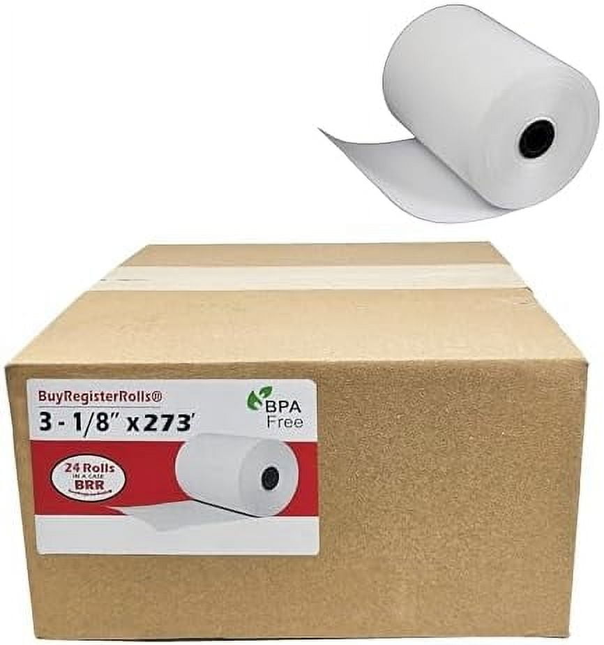 (24 Extra Large Rolls) 3 1/8 x 273 Thermal Paper Receipt Rolls fits all ...