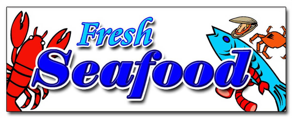 24" FRESH SEAFOOD DECAL sticker fish market shrimp new s - Walmart.com