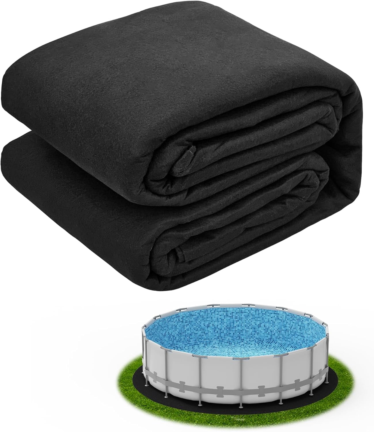 24 FT Round Pool Liner Pad for Above Ground Pool, Durable Pre-Cut Under ...