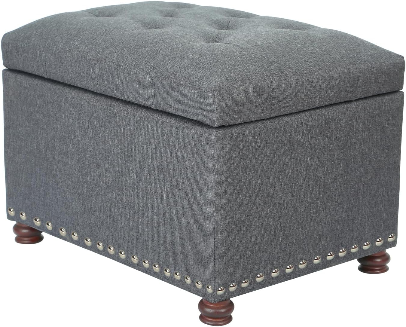 24'' Fabric Ottoman with Storage Rectangle Foot Rest Ottomans Stool for ...