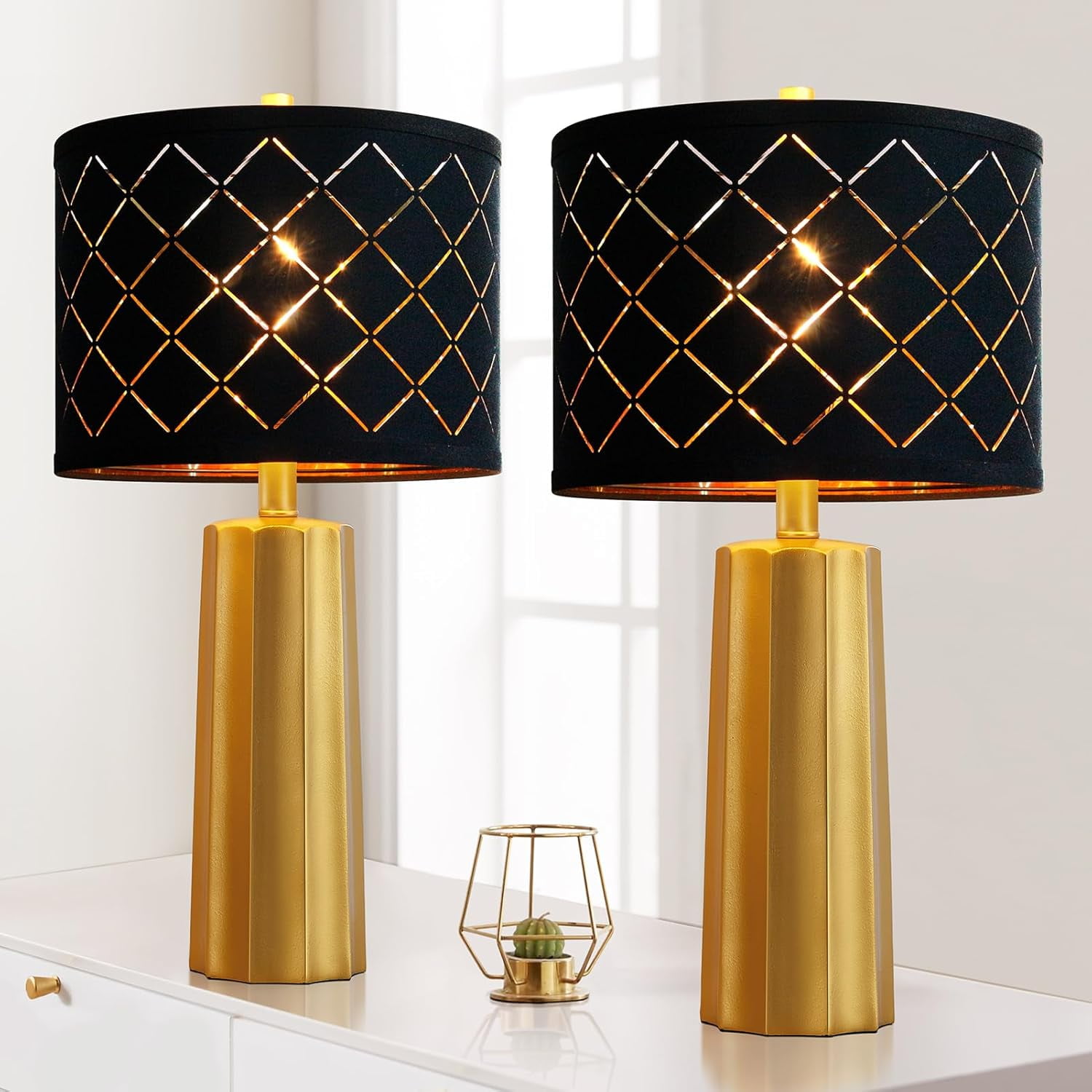 24'' Farmhouse Resin Table Lamps Set of 2 for Bedroom Living Room ...