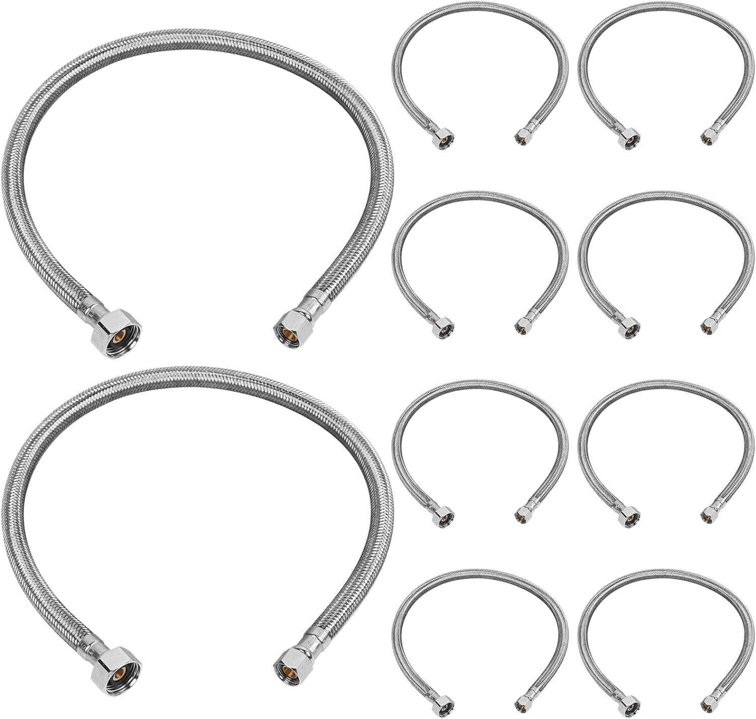 24" Faucet Supply Line Connector with 1/2" Fip x 3/8" Comp, Brass Nut ...