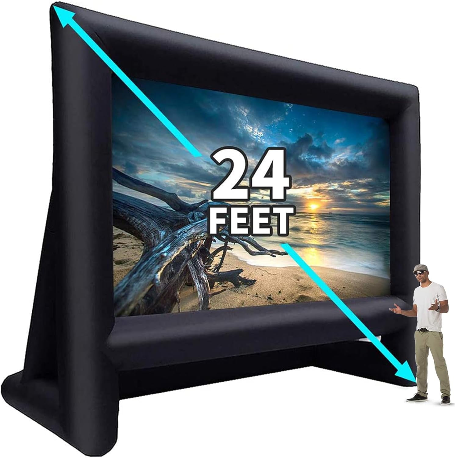 24 Feet Inflatable Projector Movie Screen Outdoor Indoor, Portable Blow ...