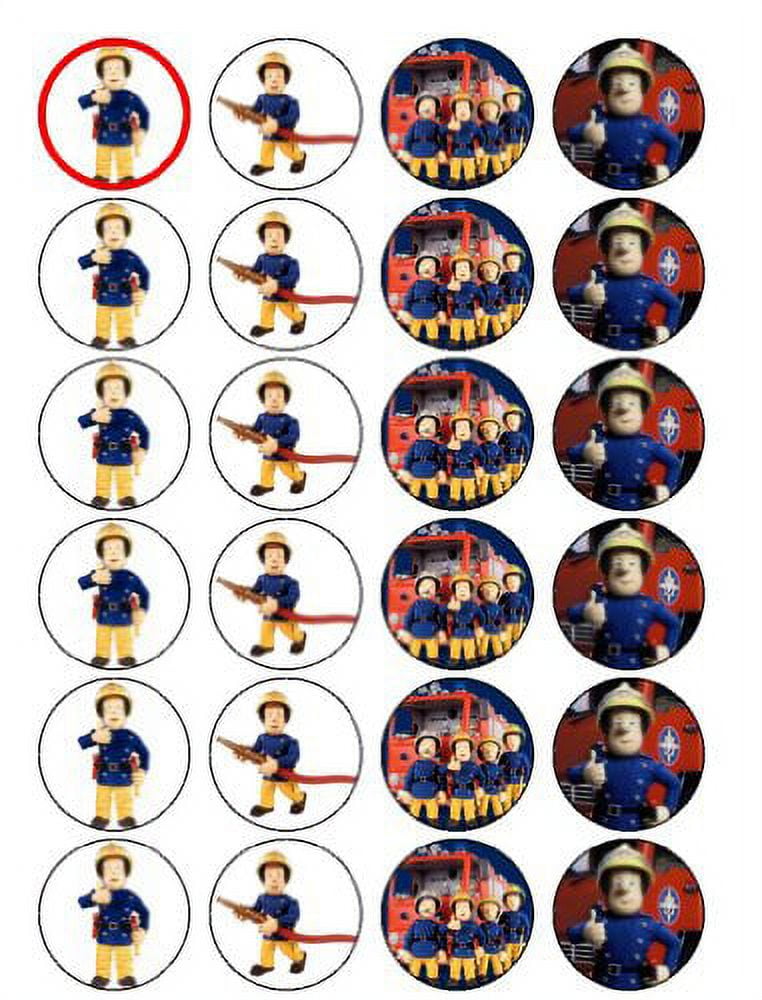 24 Fireman Sam Co-Workers Hose Fire Truck Edible Cupcake Toppers ...