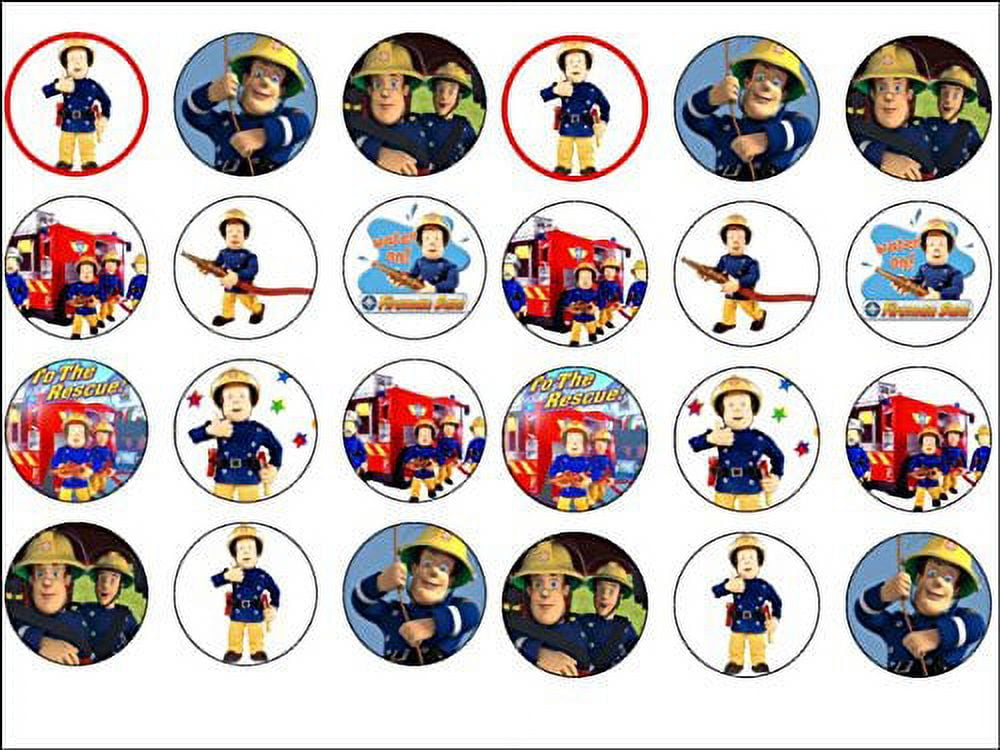24 Fireman Sam Theme Edible Wafer Paper Cup Cake Toppers by CakeThat ...