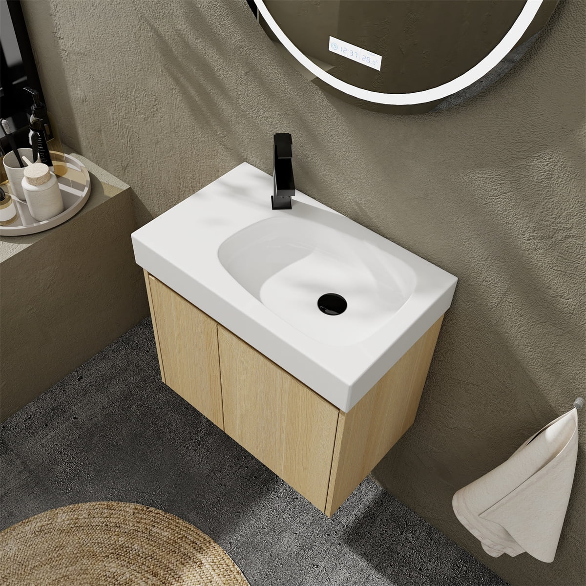 24" Floating Bathroom Vanity with Basin, Wall Mounted Vanity Sink Combo ...