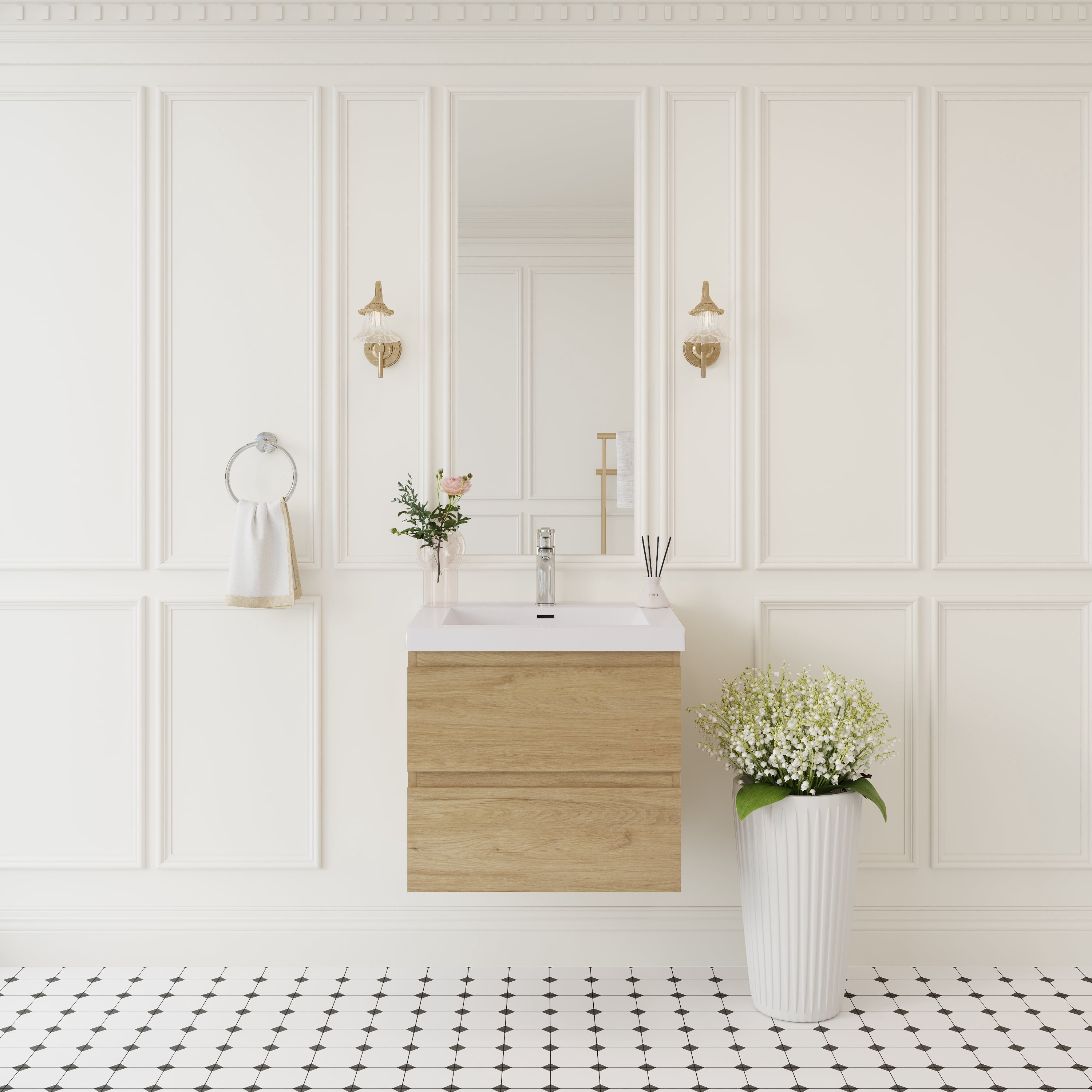 24" Floating Bathroom Vanity with Sink, Wall-Mounted Bathroom Storage ...