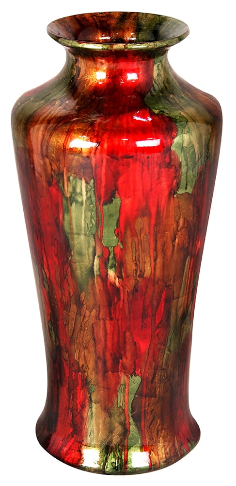 24" Foiled & Lacquered Ceramic Floor Vase - Ceramic, Lacquered In Green ...