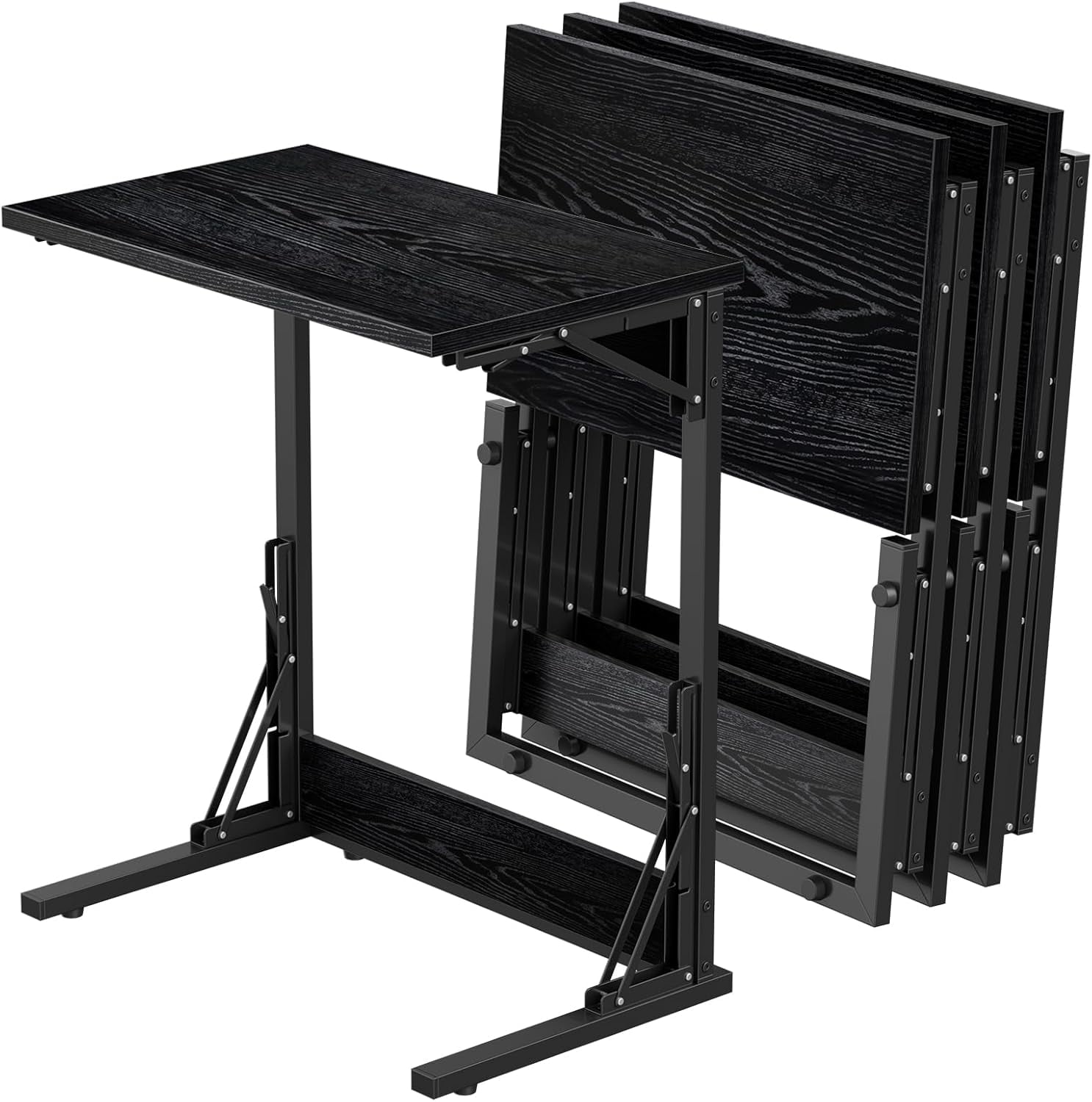 24" Folding C Shaped End Table, Small Sofa Side Laptop Desk, Couch TV ...