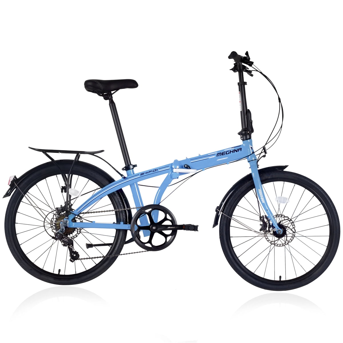 24" Folding City Bike for Adults, 7 Speed Folding Bike with Aluminum ...