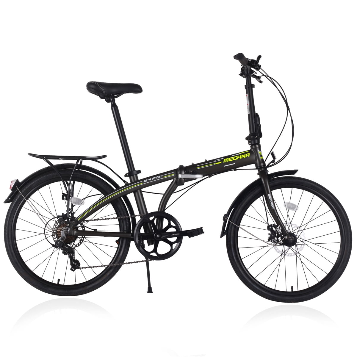 24" Folding City Bike with Shimano 7 Speed Shifter and Dual Disc Brake ...