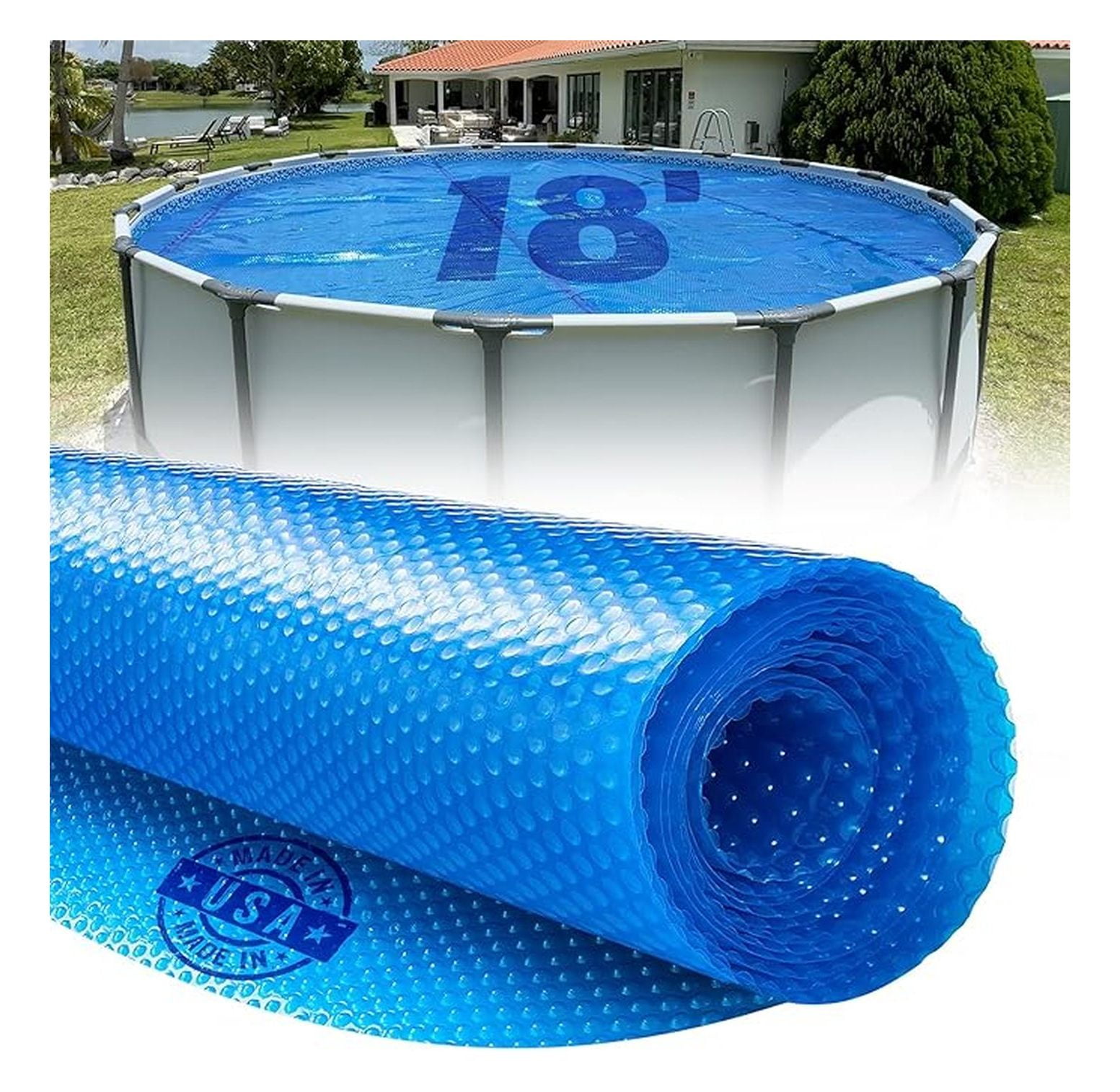 24 Foot Round Solar Cover for Inground and Above Ground Pools, 8 Mil ...