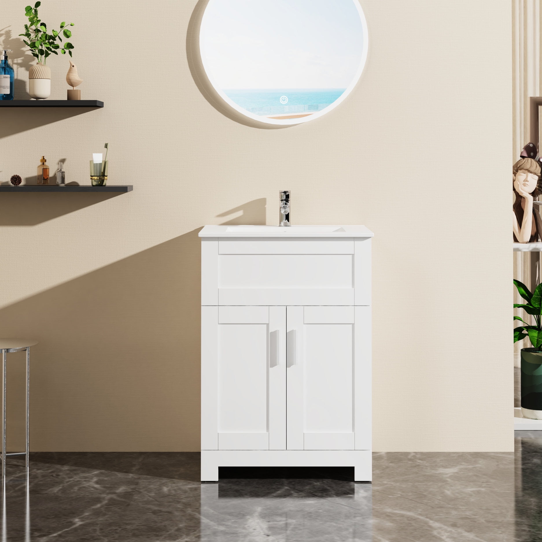 24" Freestanding Bathroom Vanity | Store Toiletries, Two-Door Setup ...