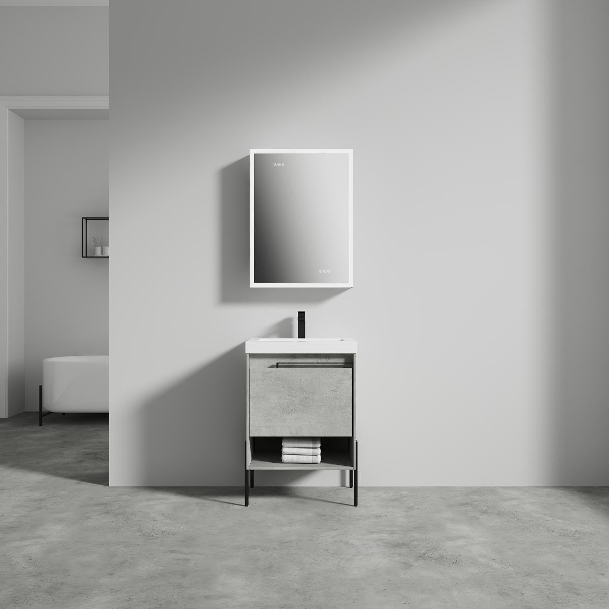 24" Freestanding Bathroom Vanity with Sink - Plain Cement - Walmart.com
