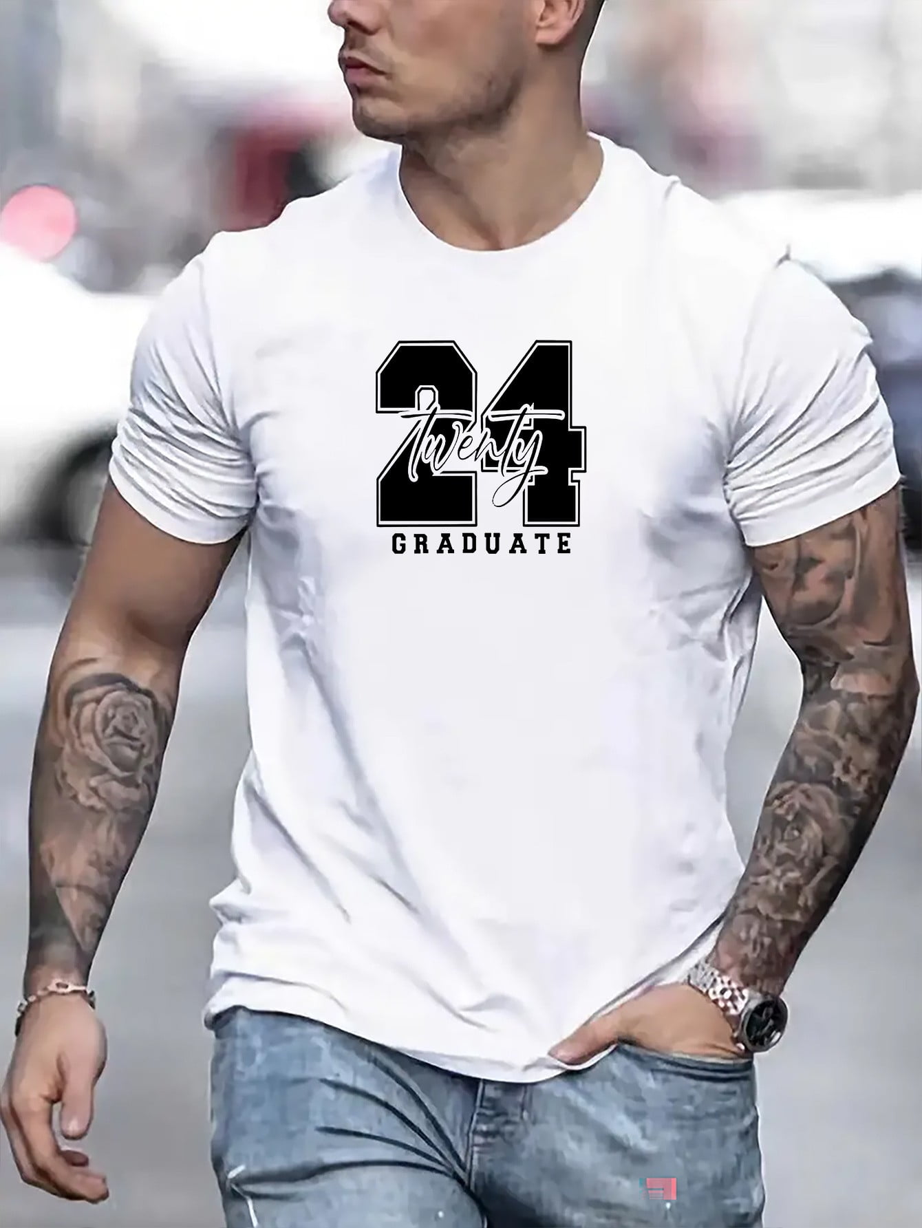 24 GRADUATE Print, Men's Novel Graphic Design T-shirt, Casual Comfy ...