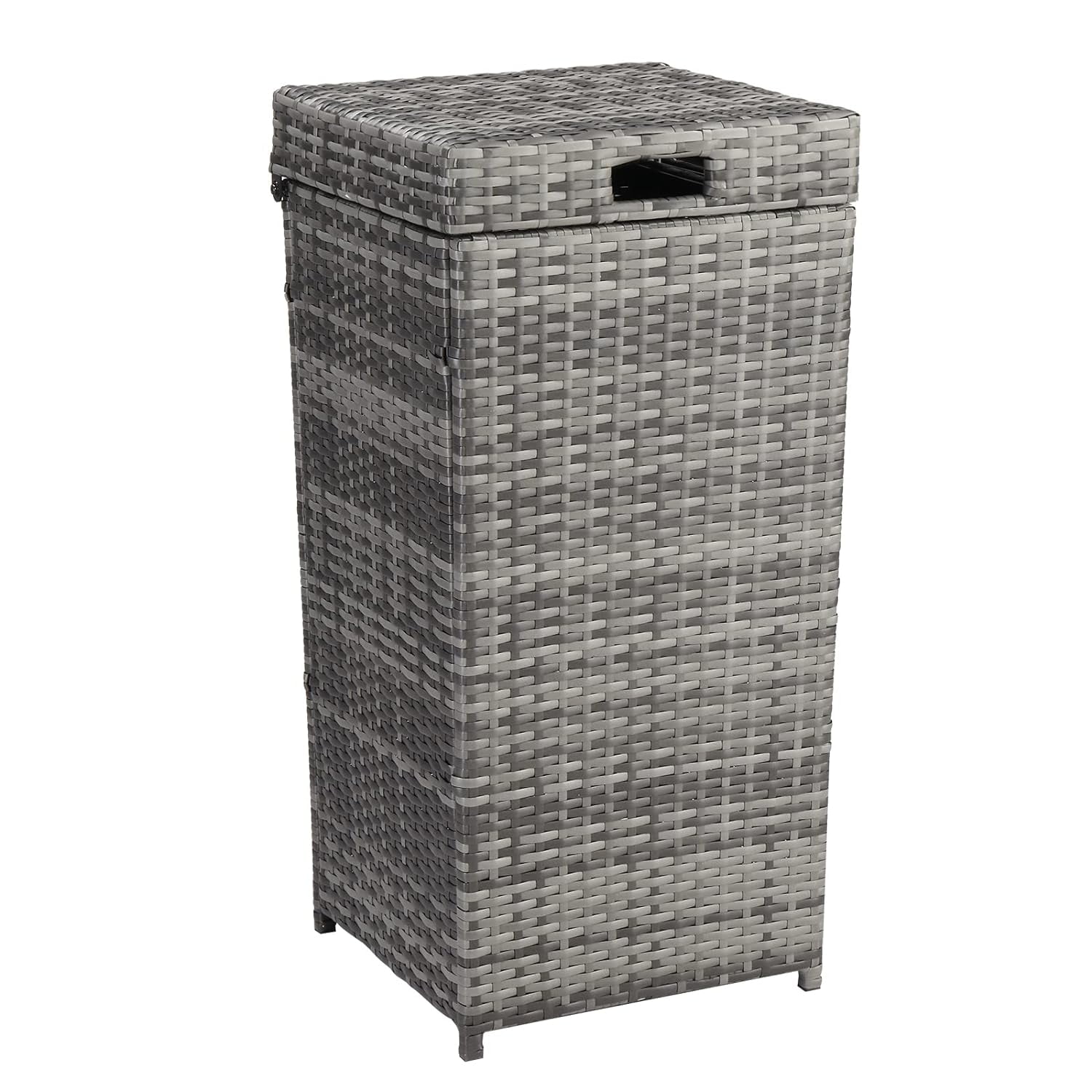 24-Gallon Outdoor Trash Can Large Rattan Garbage Can Trash Bin with Lid ...
