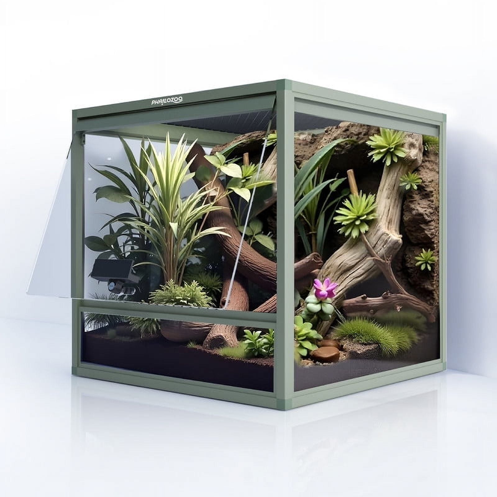 24-Gallon Reptile Tank with Lock, Reptile Enclosure for Leopard Gecko ...