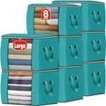 24 Gallons Clothes Storage, Foldable Thick Fabric Blanket Storage Bags ...