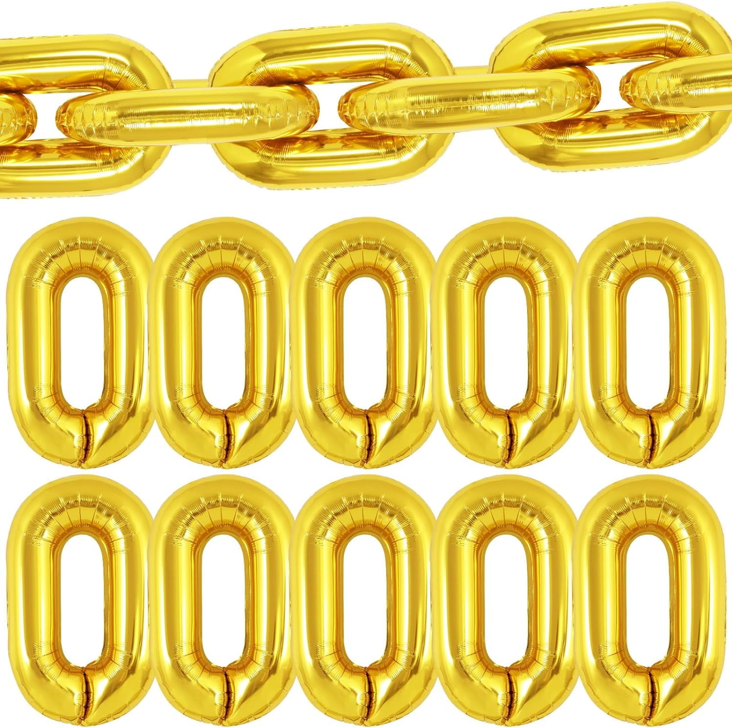24 Giant Gold Chain Balloons, 16 Inch Foil Balloons for 80s 90s Party ...
