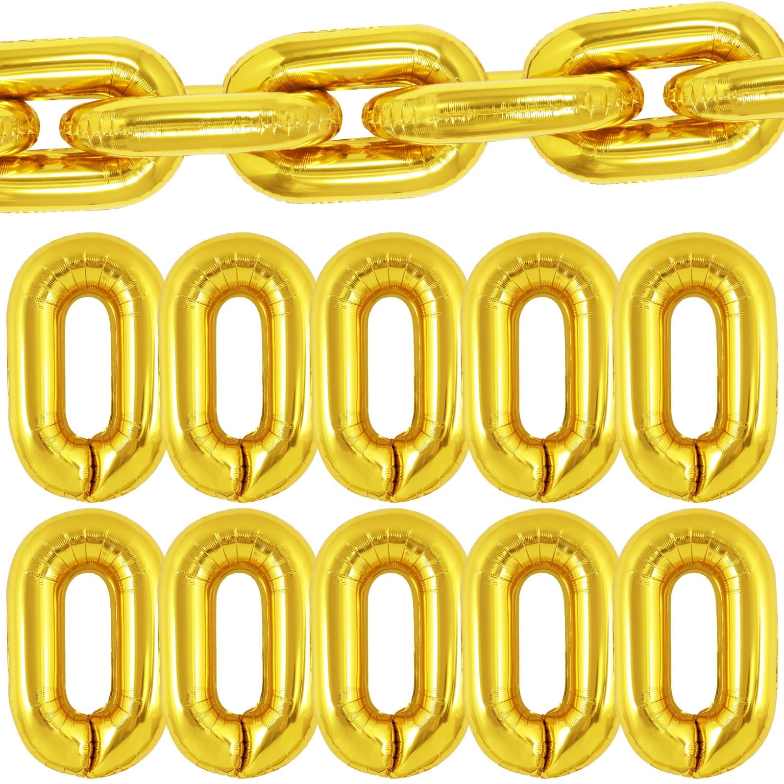 24 Giant Gold Chain IFF17 Balloons, 16 Inch Foil Balloons for 80s 90s ...