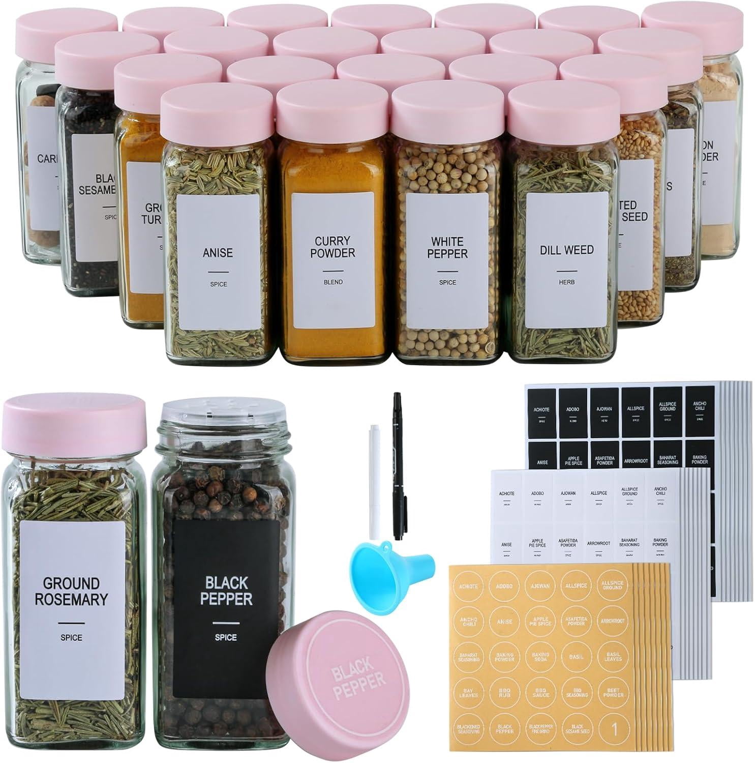 24 Glass Spice Jars with Labels,Spice Jar Set,4oz Seasoning Containers ...