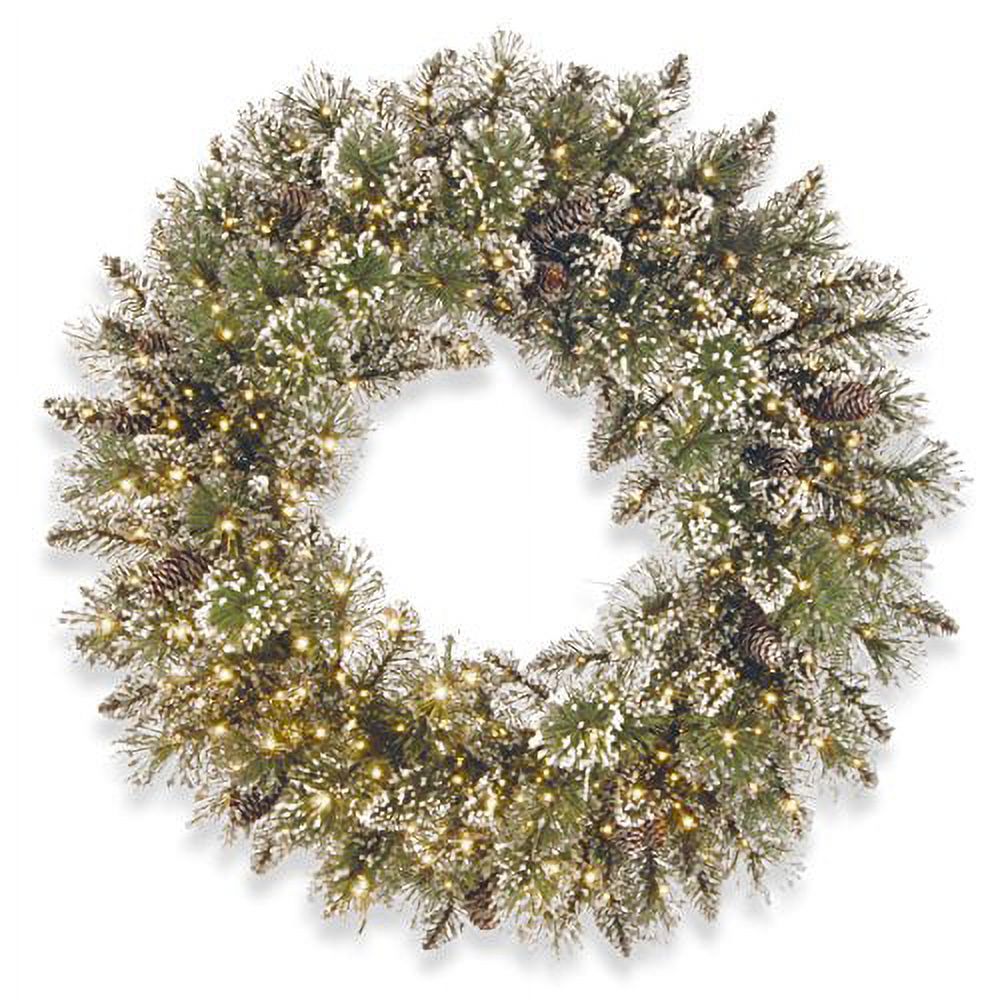 24" Glittery Bristle Pine Wreath with Infinity(TM) Lights - Walmart.com