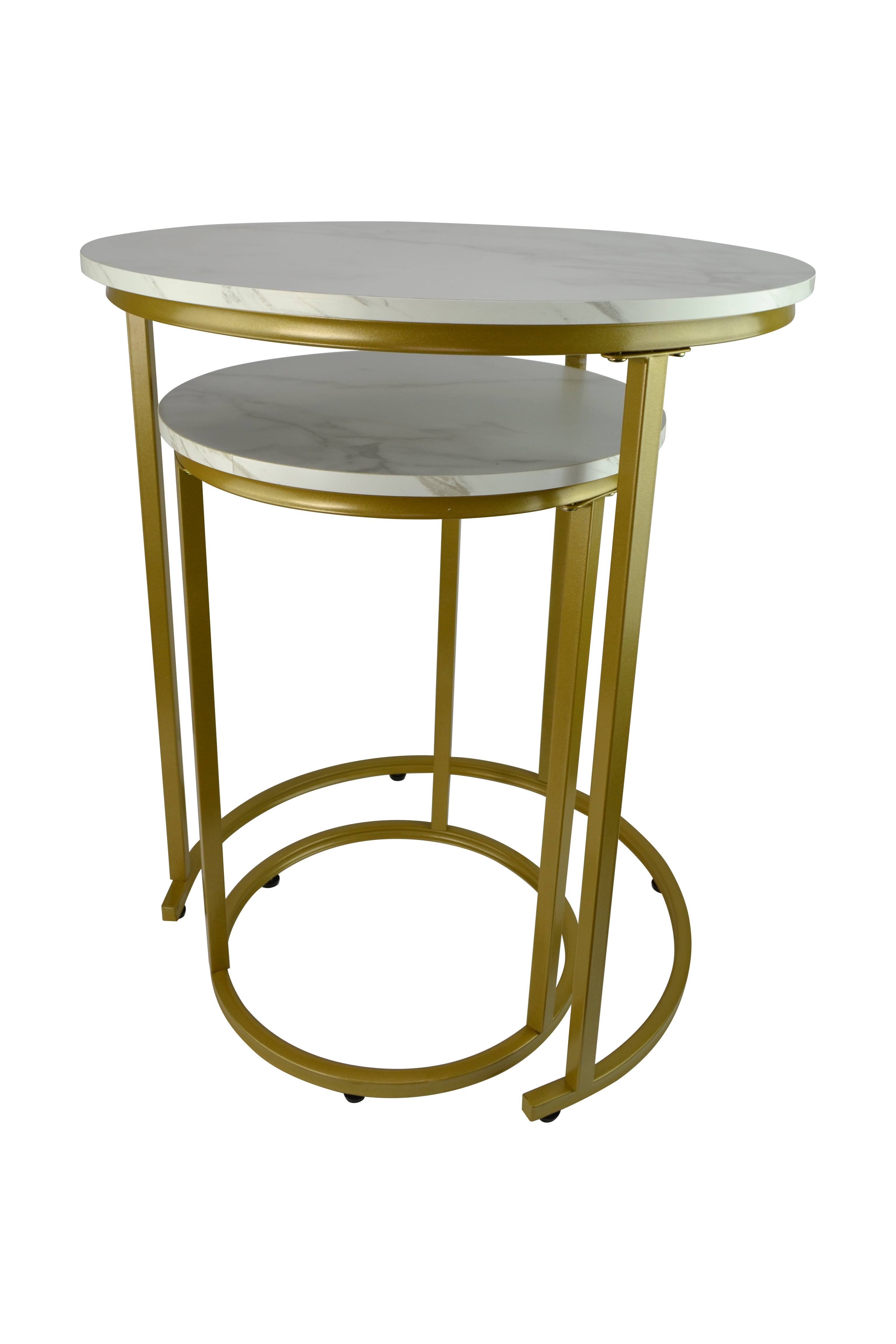 24" Gold Metal and White Marble Nesting Side Tables - Walmart.com
