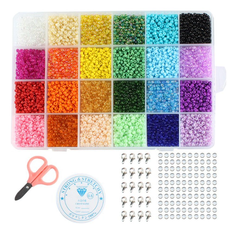 24 Grid 3mm Glass Bead Set With Scissors - Walmart.com