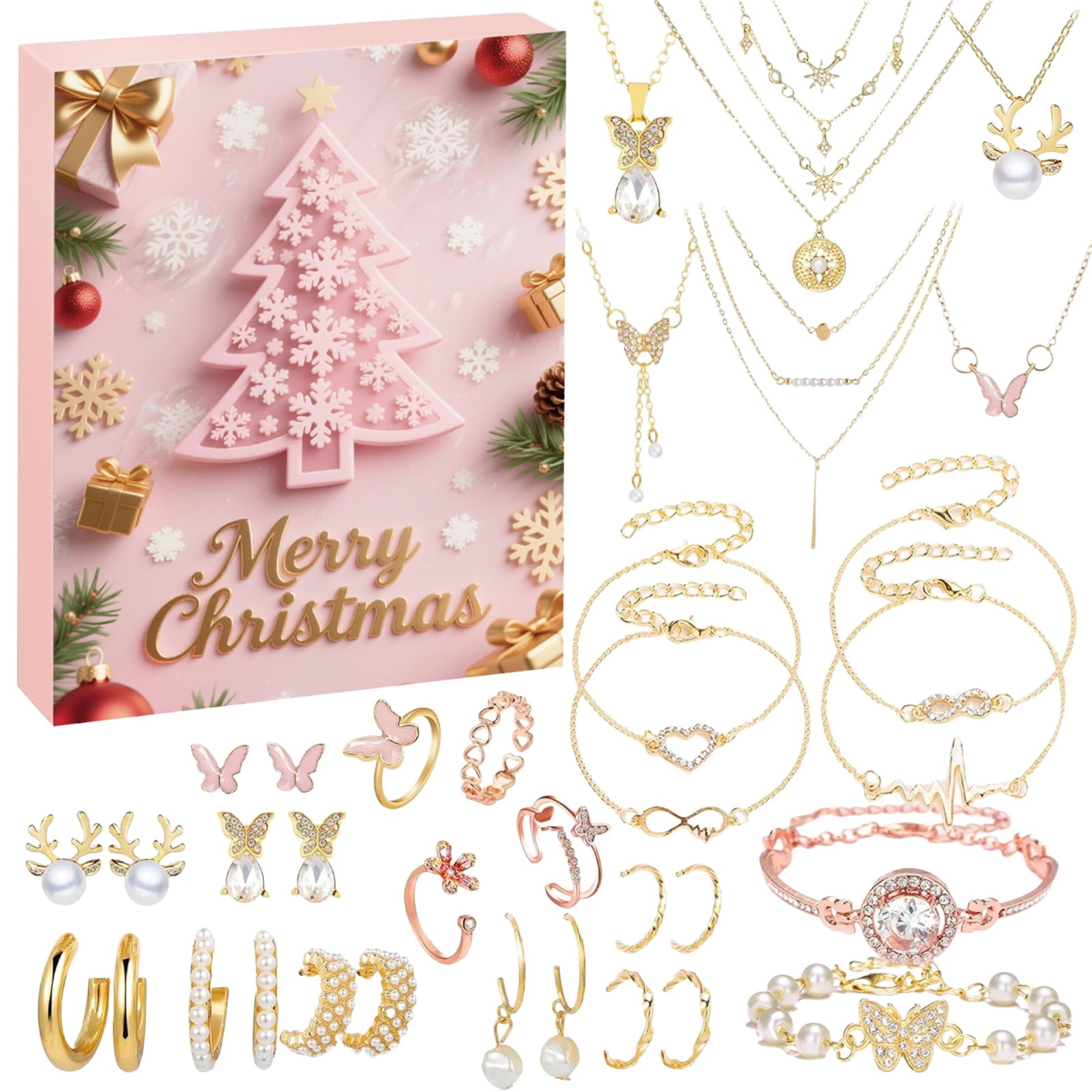 24-Grid Christmas Countdown Calendar Bracelet Accessories Blind-Box ...