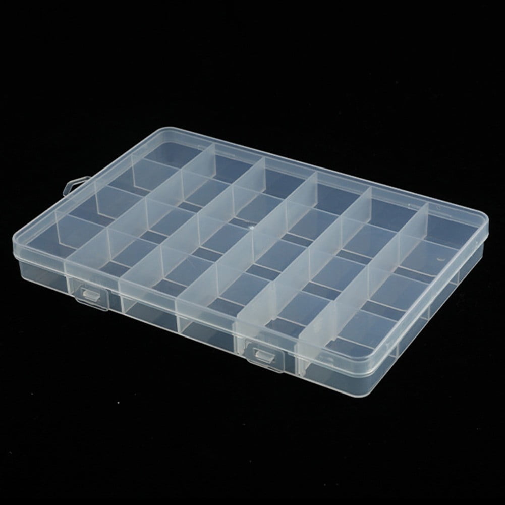 24 Grid Plastic Multi Compartment Jewelry Adjustable Organizer Storage ...