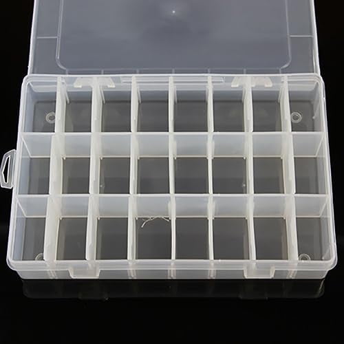24 Grids Clear Plastic Organizer Box, Compartments Plastic Box Jewelry ...