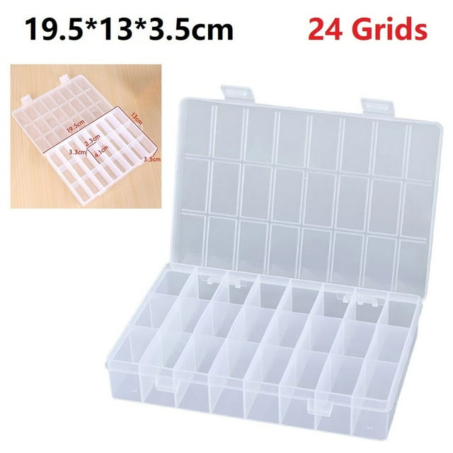 24 Grids Compartment Plastic Storage Box Screw Holder Case Organizer ...