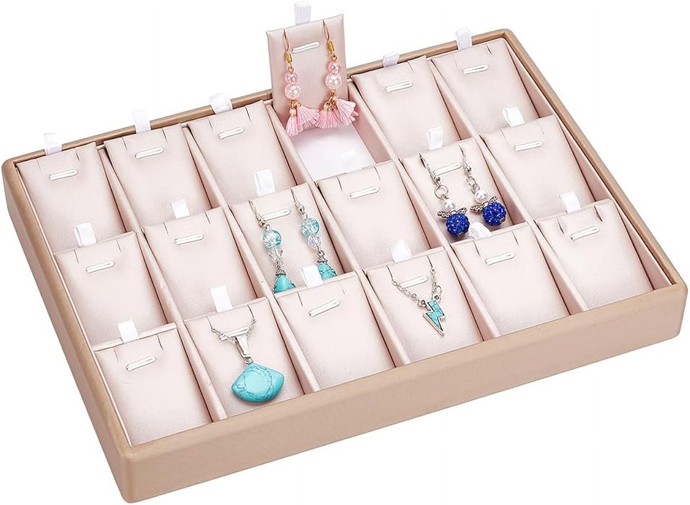 24 Grids Jewelry Tray Wood Jewelry Display Tray with Removable Inserts ...