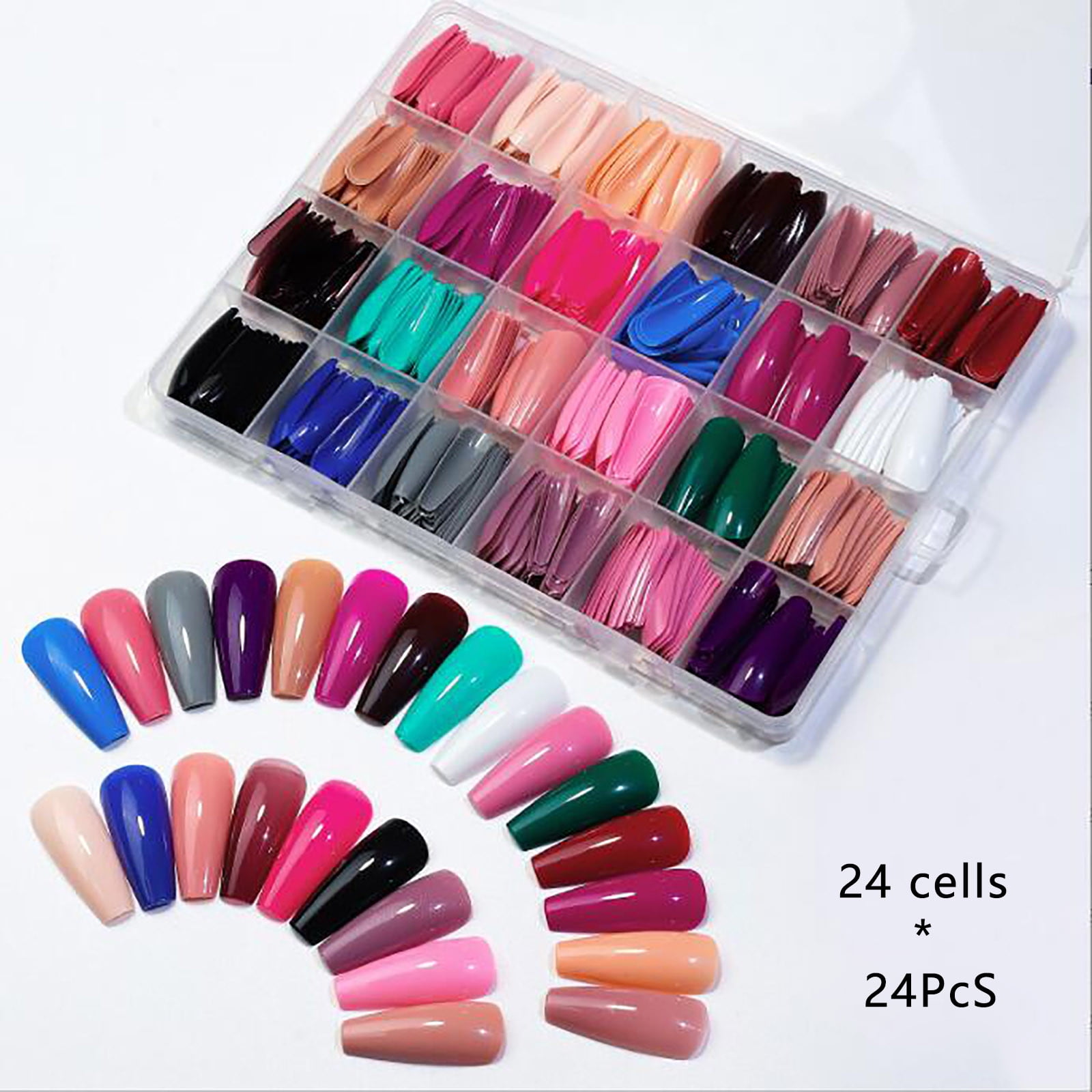 24 Grids x 24pcs Long Ladder Wear Nail Plates - Easy Application for ...