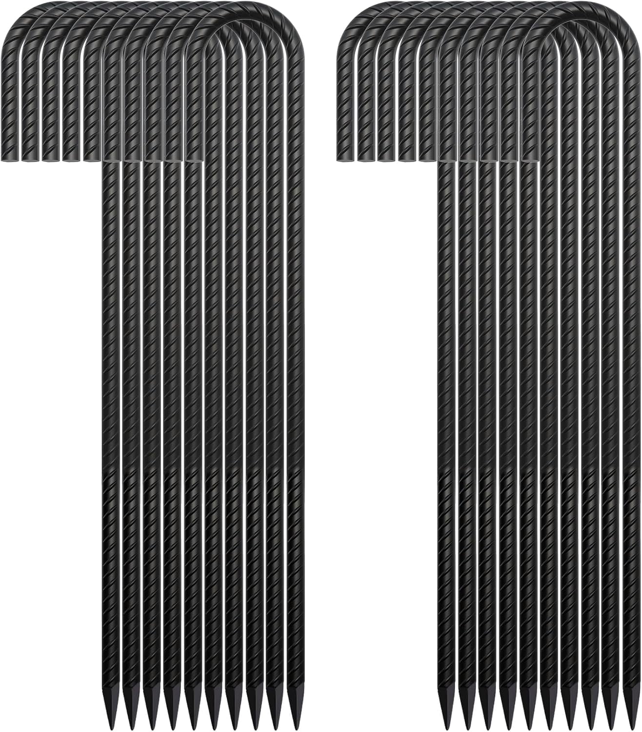 24" Ground Rebar Stakes (20pcs) Heavy Duty J Hook Fence Anchors Curved ...