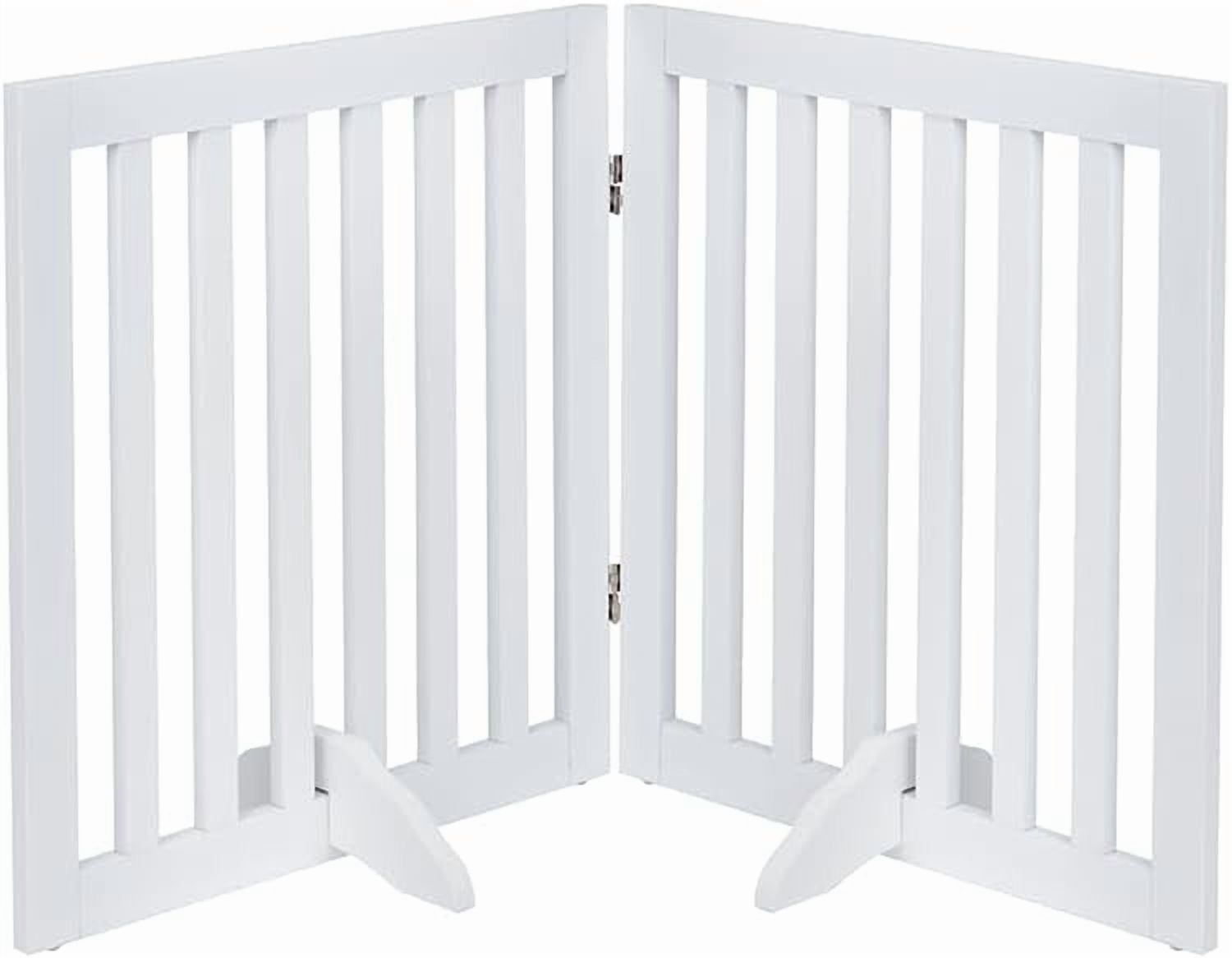 24”H Free Standing Pet Gate for Dog Cat, Wooden Gates for Doorway ...