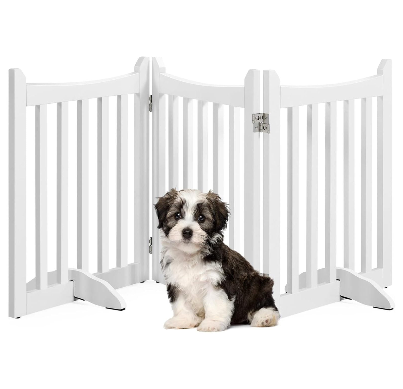24" H Freestanding Pet Gate for Dogs Wooden Dog Gates for Hallway ...