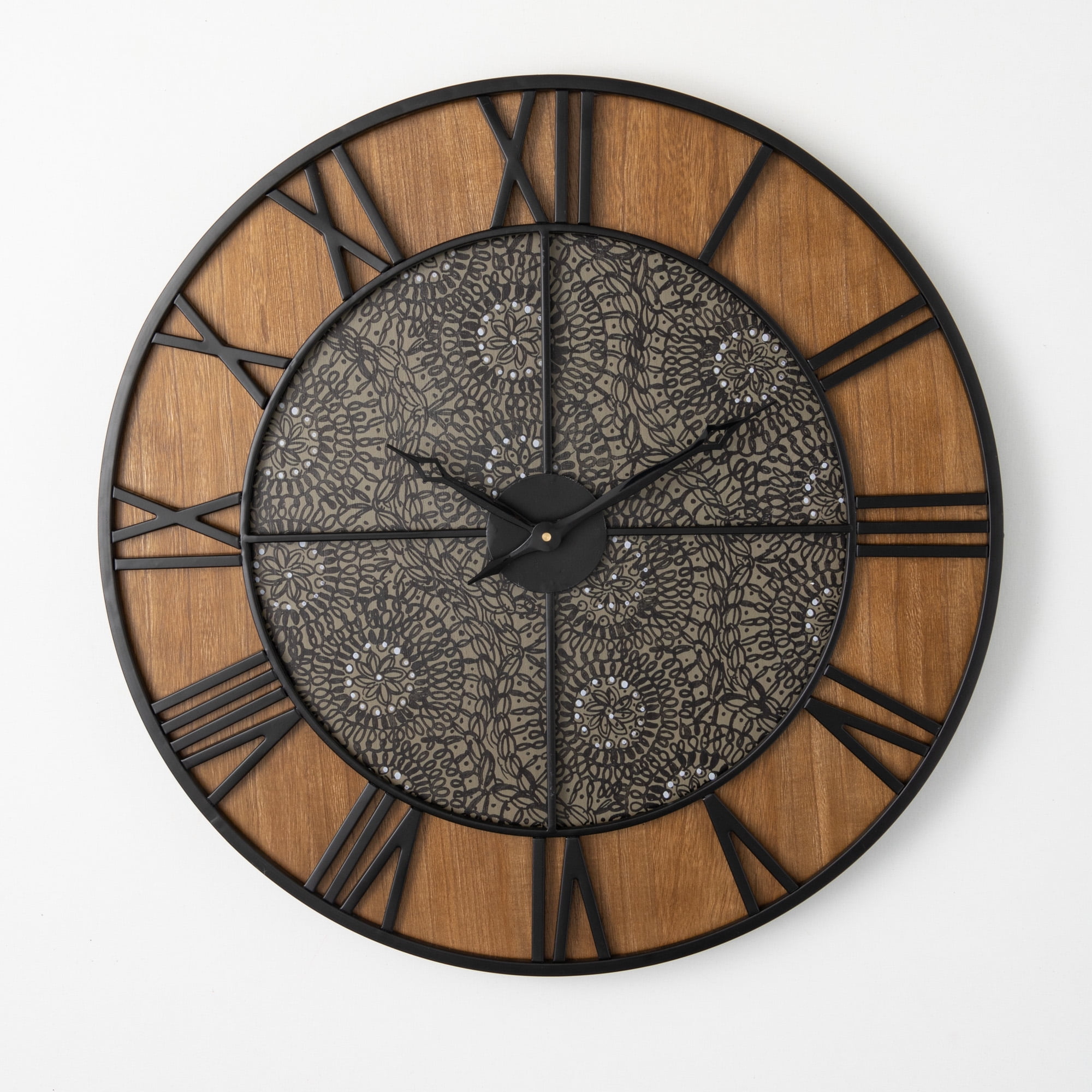 24"H Sullivans Classic Round Wood Wall Clock; Multicolored - Walmart.com