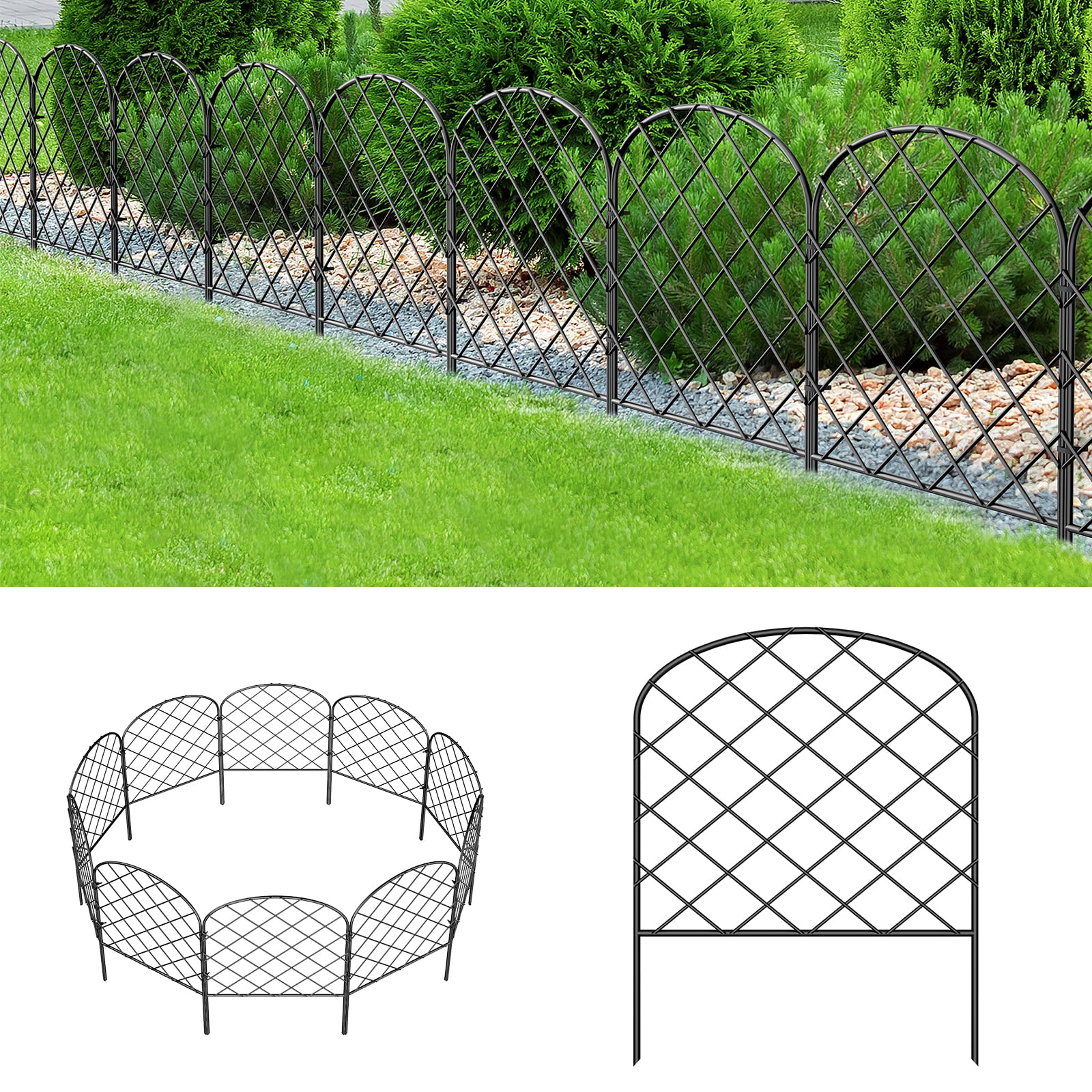 24" (H) x 10FT (L) Metal Decorative Garden Fence Outdoor Patio Barrier ...