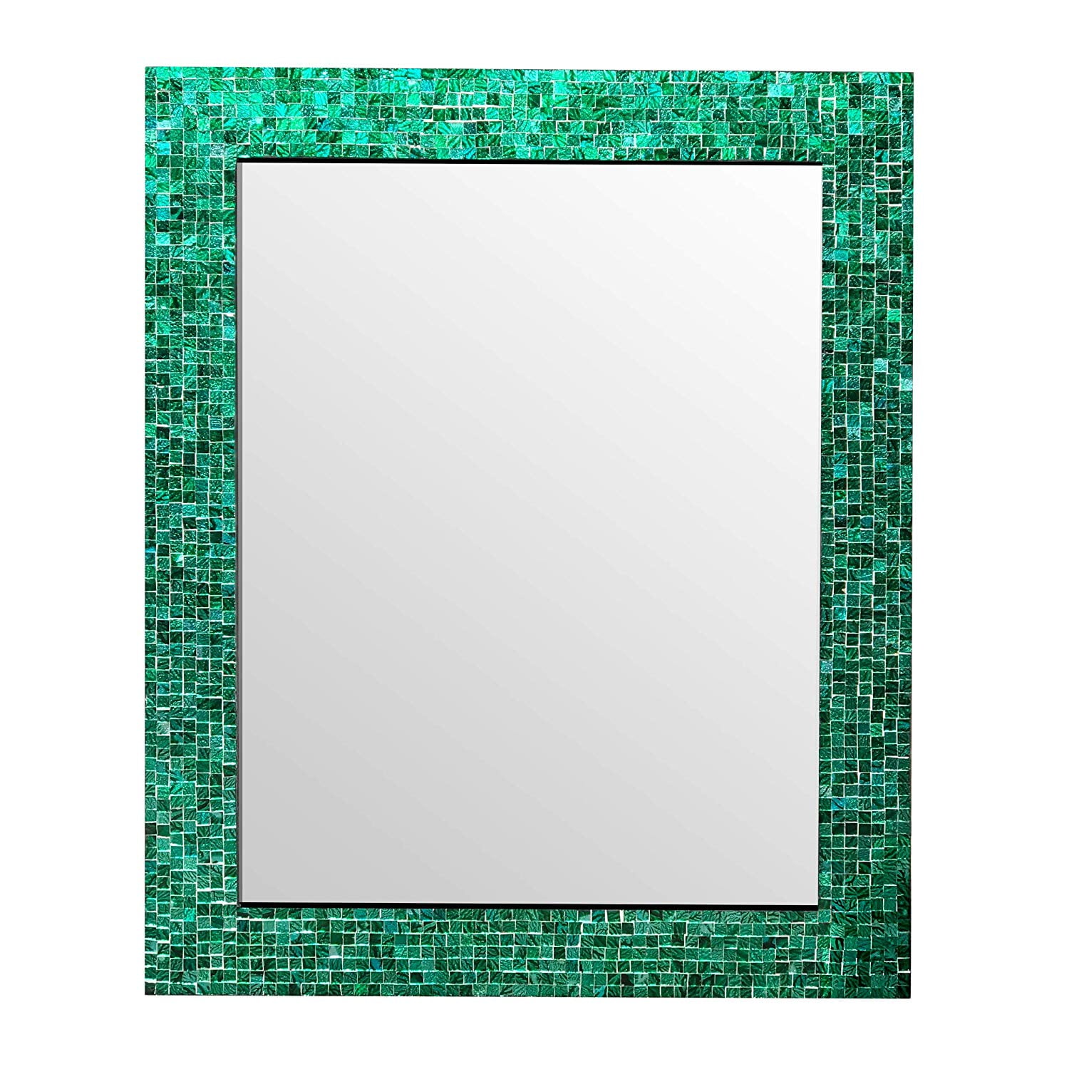 DecorShore 24" Handmade Wood Bathroom Vanity Mosaic Wall Mirror, Green ...