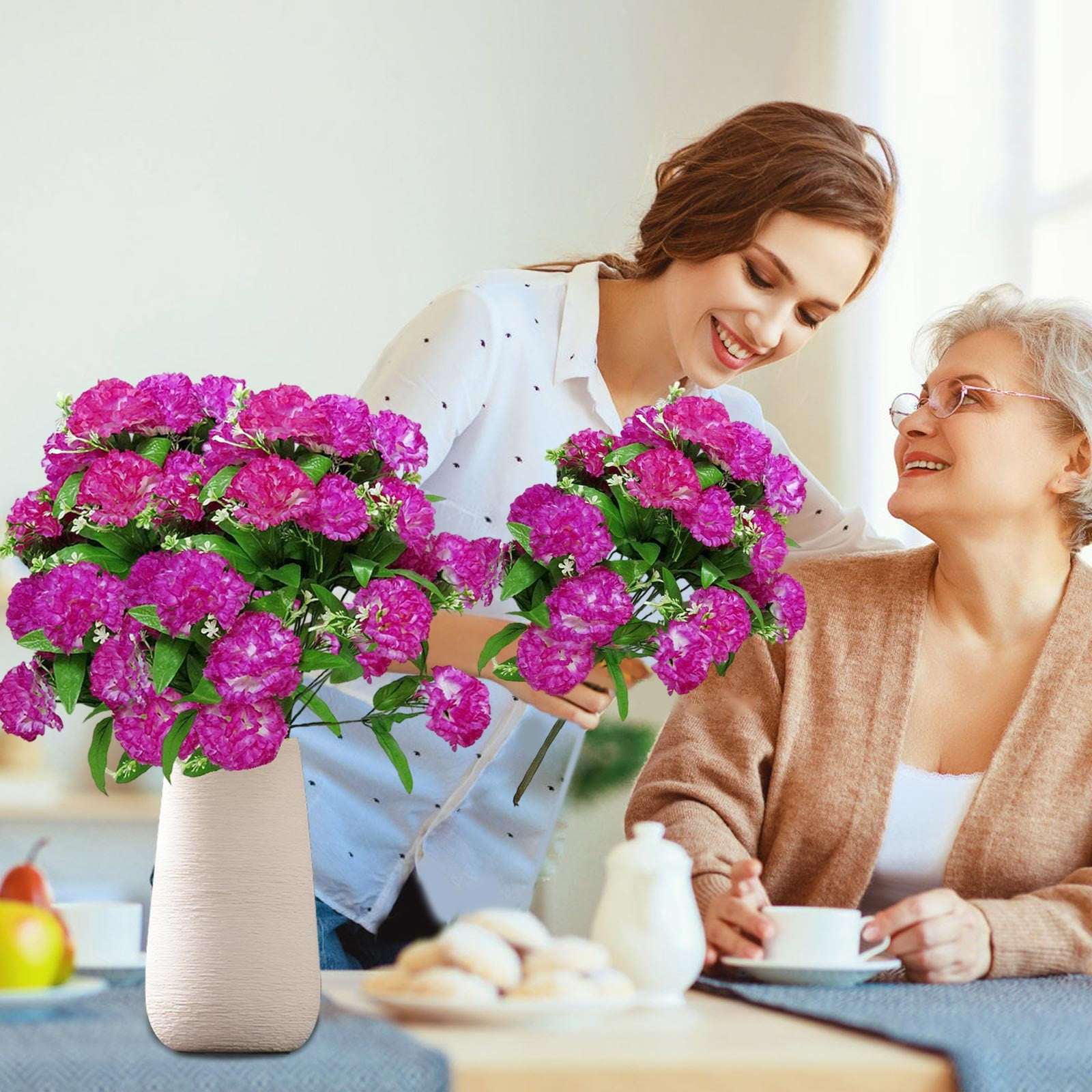 24 Heads Carnations Flowers Carnations Artificial Flowers Silk ...