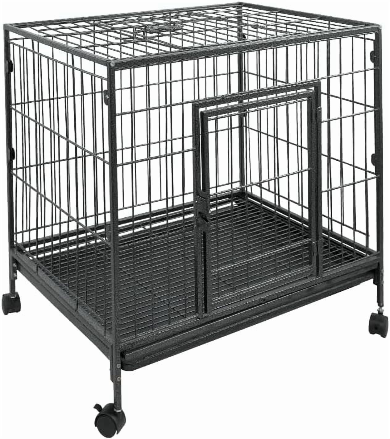 24" Heavy Duty Dog Crate, Escape Proof Double Door Dog Kennel with ...