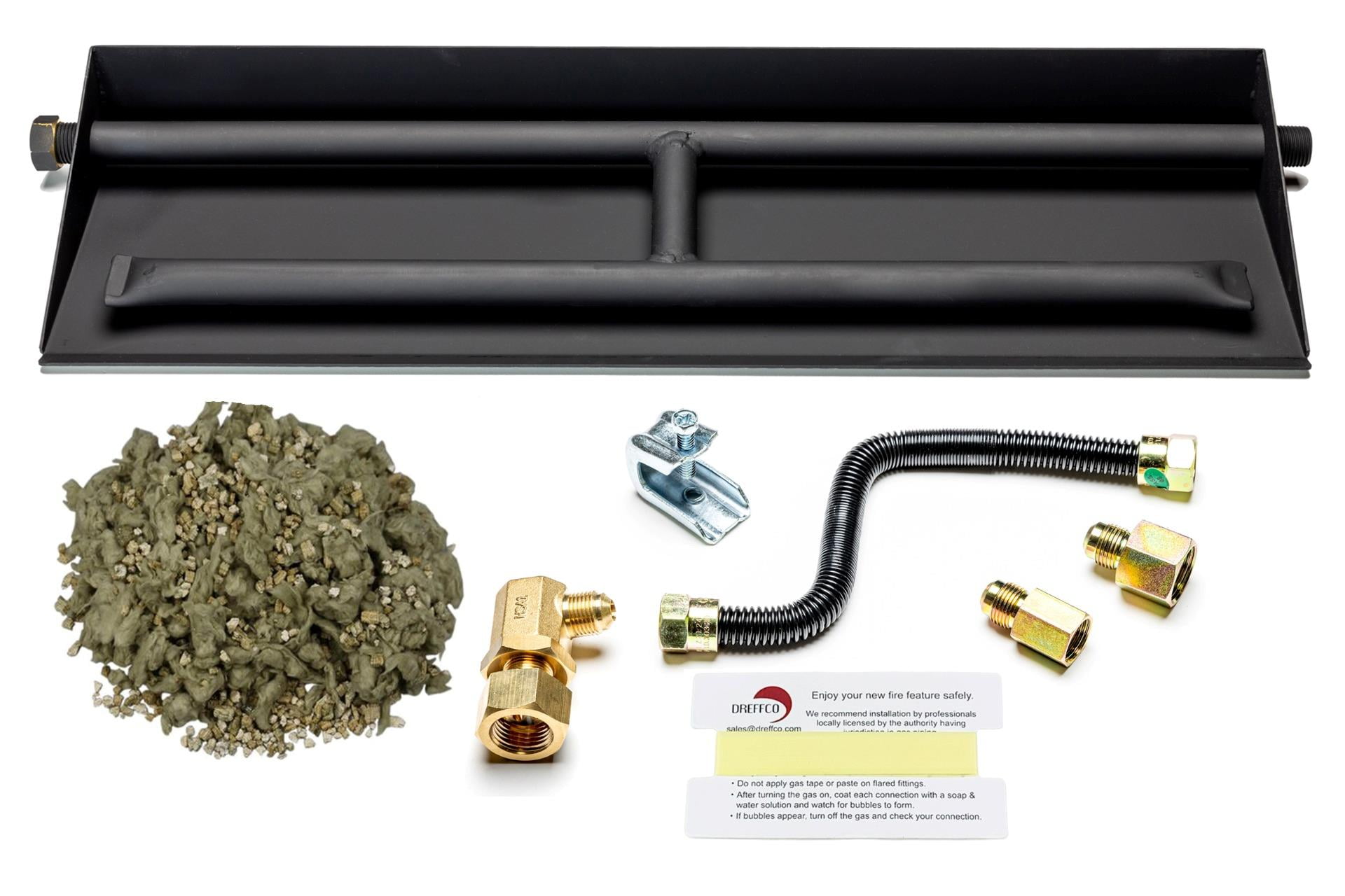 24" Heavy-Duty Dual Row Gas Burner with Connection Kit for Vented LP ...